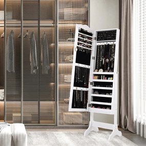 Costway Uzamykatelná skříňka na šperky stojící design s nastavitelným úhlem