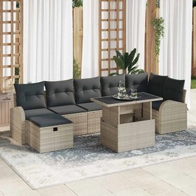 Sada zahradních pohovek 8 ks Světle šedá polyratan 3361101