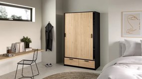 FALCO Šatní skříň s posuvnými dveřmi Line 74324 černý mat/jackson hickory
