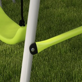 Zahradní houpačka Outsunny pro děti s 1 jednoduchou houpačkou, 1 klouzačkou a anti-UV ochranou, nosnost 135 kg, 255x160x180 cm, šedá a zelená