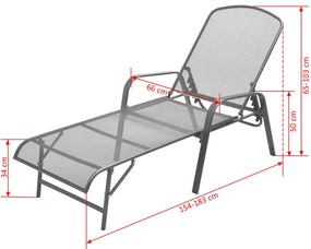 vidaXL Marketos Zahradní lehátka 2 ks se stolkem ocelová antracitová