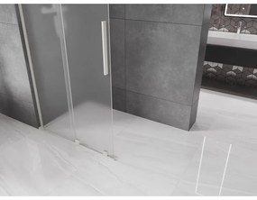 Mexen Velar L, posuvná sprchová zástěna Walk-in 100 x 200 cm, 8mm sklo námraza, broušená ocel, 871-100-003-33-97