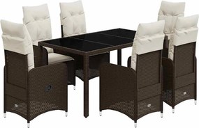 7dílný zahradní bistro set s poduškami hnědý polyratan 3277067