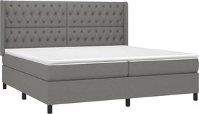 Box spring postel s matrací a LED tmavě šedá 200x200 cm textil 3138582