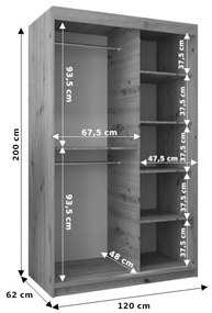 Šatní skříň 120 cm Eclipse (dub sonoma + černá matná). 1063397