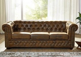 Askont R Pohovka 3M brown Chesterfield Oxford