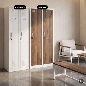 Zaměstnanecká skříňka čtyřkomorová bílá/ořech, 800x1800x500 mm: KACPER Eco Design