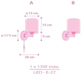 Dalber 41259 - Dětská nástěnná lampa HELLO KITTY&FRIENDS 1xE27/15W/230V růžová