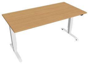 Elektr. nastavitelný stůl 160x80 - HOBIS MOTION MS 3 1600 Dekor stolové desky: buk, Barva kovové podnože: bílá