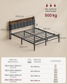 Kovová manželská postel 160 cm RMB125G101