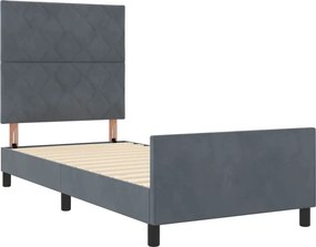 Postel s boxspringem s čelo Tmavě šedá 100 x 200 cm samet 3344988