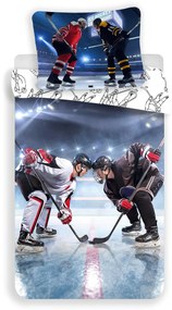 Jerry Fabrics Hokejové povlečení HOKEJ, fototisk, modré, bavlna hladká, 140x200cm + 70x90cm