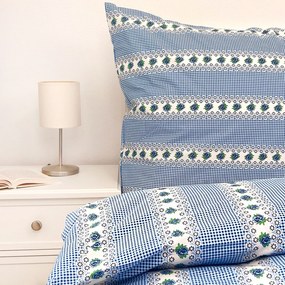 Bavlněné povlečení Mirabelka modrá Zapínání: knoflík, Velikost polštáře: 70x90, Velikost přikrývky: 140x200