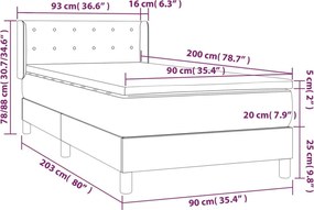 vidaXL Box spring postel s matrací 90x200 cm textil [3130001] Barva: Černá