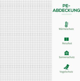 Fóliový skleník Outsunny 200x68x196cm s rolovacími dveřmi a bočním oknem, odolný proti větru, ocel a PE, ideální pro zahradní rostliny