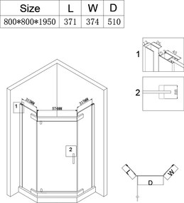 BPS-koupelny Pětiúhelníkový sprchový kout HYD-PK91A 80x80 chrom/transparent + vanička HYD-PSV-ST07A bílá