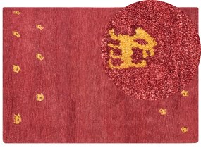 Vlněný koberec gabbeh 160 x 230 cm červený YARALI Beliani