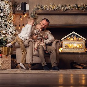 SOLIGHT LED adventní kalendář Horská chata, 10x LED, 50x40cm, 2x AA