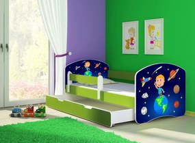 Dětská postel - Vesmír 2 160x80 cm + šuplík zelená