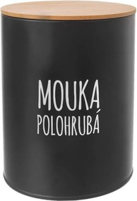 Kulatá plechová dóza POLOHRUBÁ MOUKA Black