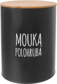 Kulatá plechová dóza POLOHRUBÁ MOUKA Black