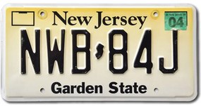 Americká SPZ New Jersey Garden State NWB-84J