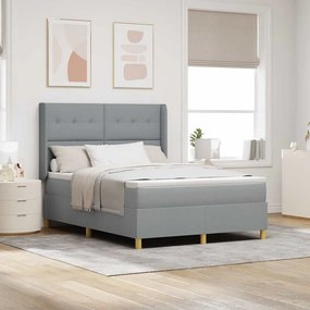Postel s boxspringem s čelo Světle šedá 140 x 200 cm textil 3341833
