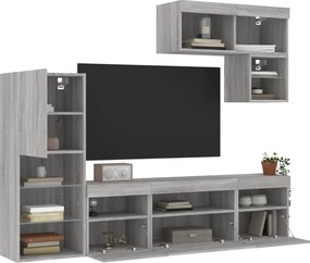 vidaXL 6dílná obývací stěna s LED kompozitní dřevo [3216733] Barva: šedá sonoma