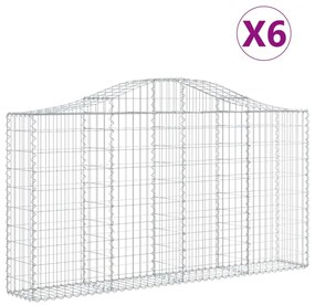 Klenuté gabionové koše 6 ks 200x30x100/120cm pozinkované železo,  3145434