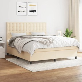 Box spring postel s matrací krémová 120x190 cm textil