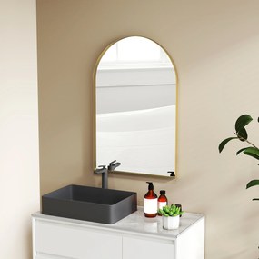 HOMCOM Zrcadlo se zakřivením, koupelnové zrcadlo, 60 x 90 cm, vysoké rozlišení, s rámem z hliníkové slitiny, pro ložnici, obývací pokoj, předsíň, zla…