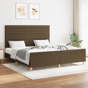 Rám postele bez matrace tmavě hnědý 160 x 200 cm textil 3125149