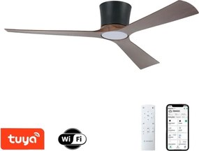 ZEVENTI - LED Stropní ventilátor AUREX LED/24W/230V Wi-Fi Tuya černá/ořech + DO