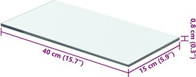 Policové desky 2 ks sklo čiré 40 x 15 cm 3051553