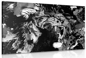 Obraz lví hlava v černobílém provedení - 90x60 cm