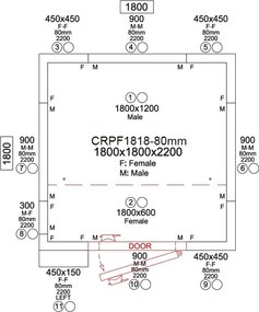 Chladicí box Tefcold CR 180x180x220 stavebnicový, izolace 80 mm, vč. dveří a podlahy
