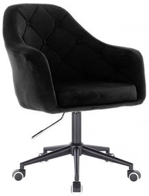 LuxuryForm DESIGN Otočné křeslo ANDORA VELUR na černé podstavě s kolečky - černé