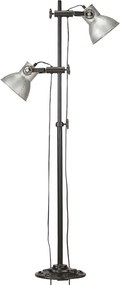 Podlahová lampa se 2 svítidly stříbrná E27 litina 320583