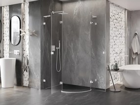 Mexen Lunar, L půlkruhový sprchový kout naklápěcí doleva 100 x 70 cm, 8mm čiré sklo, bílý profil, 833L-100L-070P-20-00