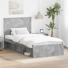 Rám postele Betonově šedá 100 x 200 cm Masivní borové dřevo 3411049