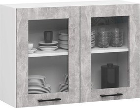Závěsná kuchyňská vitrína Olivia W80 H580 bílá/beton