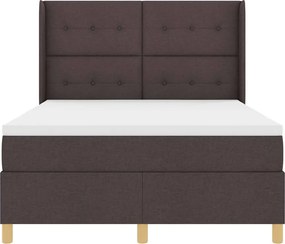 Postel s boxspringem s čelo Tmavě hnědá 140 x 200 cm textil 3341836