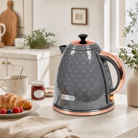 HOMCOM Rychlovarná konvice, 2200 W, průhledné okénko, filtr, rychlovarná, šedá