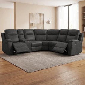 Sedací souprava MALAGA | 248x276 cm | UNIVERZÁLNÍ levá i pravá | s FUNKCÍ RELAX | tmavě šedá látka | EXTRA POHODLNÉ