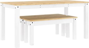 Jídelní set ze 3 kusů PANAMA Bílé masivní dřevo borovice 3345175