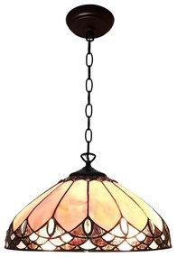 Béžová závěsná stropní lampa Tiffany Franciette - Ø 39 cm E27/max 1*60W