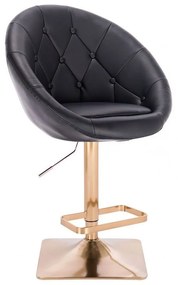 LuxuryForm Barová židle VERA na zlaté hranaté podstavě - černá