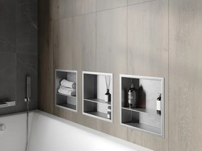 Mexen X-Wall-R Výsuvná police s límcem a policí 30 x 30 cm, inox - 1910303010S