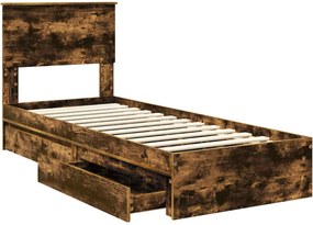 Postel s úložným prostorem se zásuvkou Kouřový dub 75 x 190 cm 3410851
