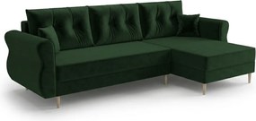 Rozkládací oboustranná sedací souprava do L SILVIANO 230x140 cm, tmavě zelená